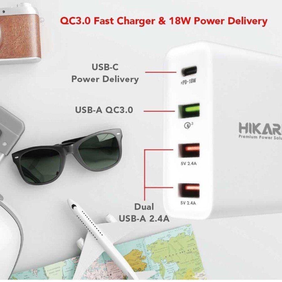 Jual Hikaru Adaptor Point Plus 4 USB Charger 48Watt HKPC22WH Garansi ...
