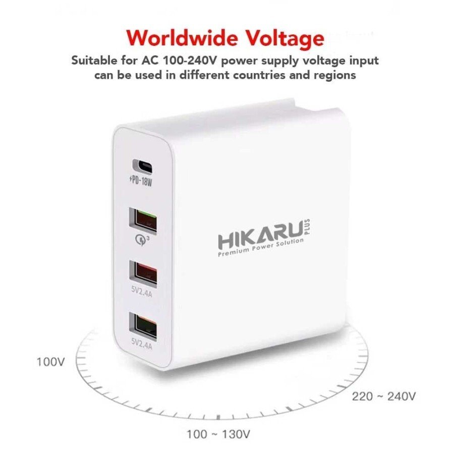 Jual Hikaru Adaptor Point Plus 4 USB Charger 48Watt HKPC22WH Garansi ...